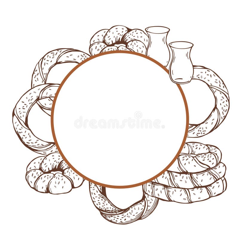 Simit. Vector Frame. Â Sketch Â illustration Stock Vector ...