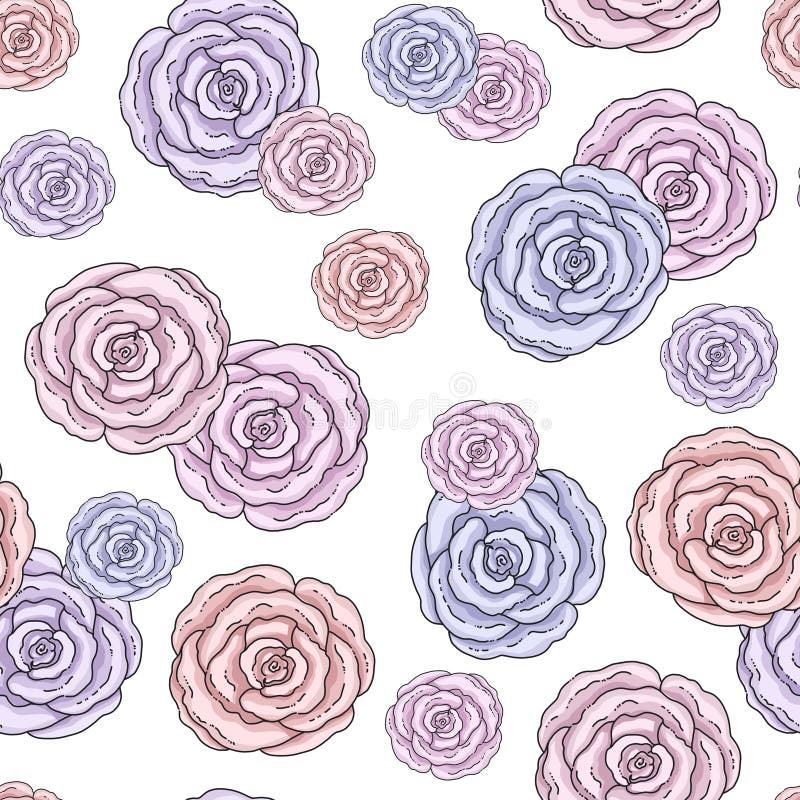 Simless Pattern with Pastel Roses. Design for Fabric, Wrapping Paper ...