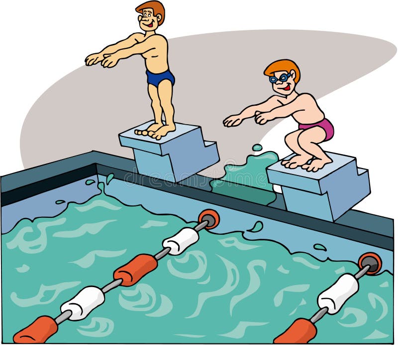 Tecknad Filmsimmare Som Utbildar Eller Har Konkurrens Stock ...