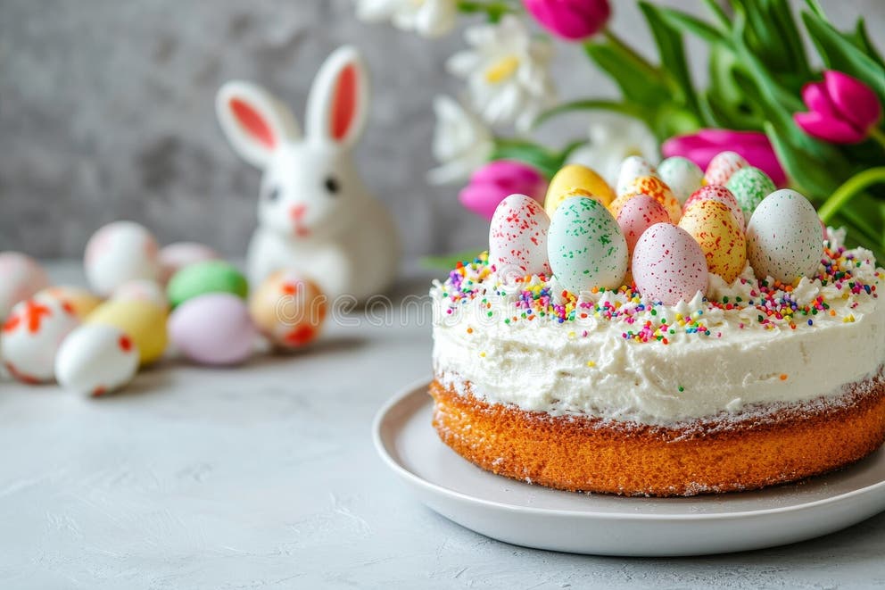 A Simnel Cake for Easter, Featuring Marzipan Decorations and Mini Eggs Stock Photo - Image of ...