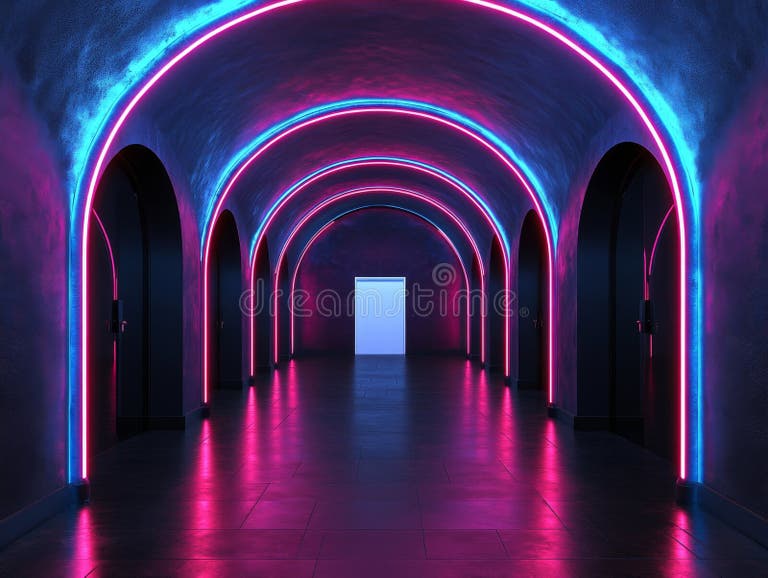 Simple, Abstract Architecture with Archways and Radiant Lighting Stock ...