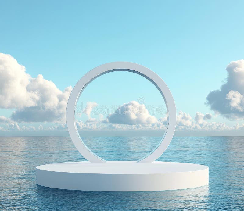 A Simple Abstract Background Featuring a Blue Ocean and White Clouds ...