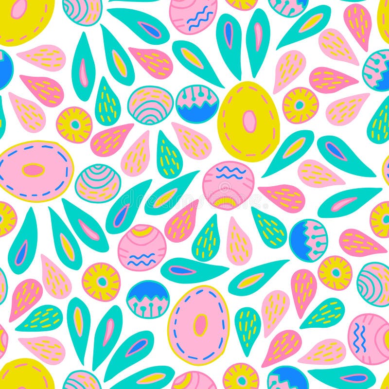 Simple Abstract Cartoon Vector Seamless Pattern of Dots, Strokes, Spots ...