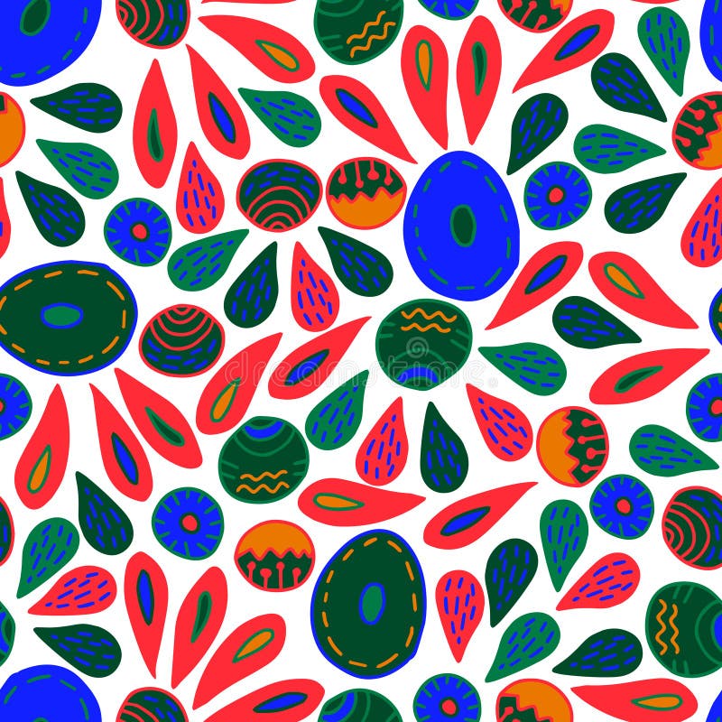 Simple Abstract Cartoon Vector Seamless Pattern of Dots, Strokes, Spots ...