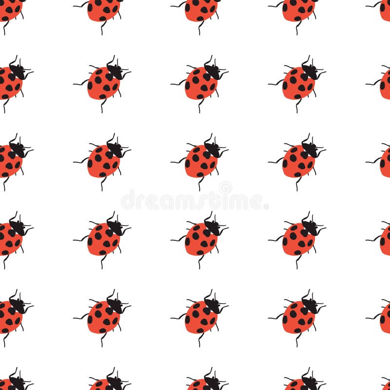 Abstract Ladybug Eat the Leaves Vector Seamless Pattern Stock Vector ...