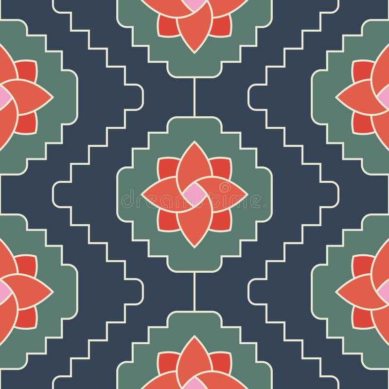Simple Abstract Floral Pattern. Minimalist Geometric Flowers Grid ...