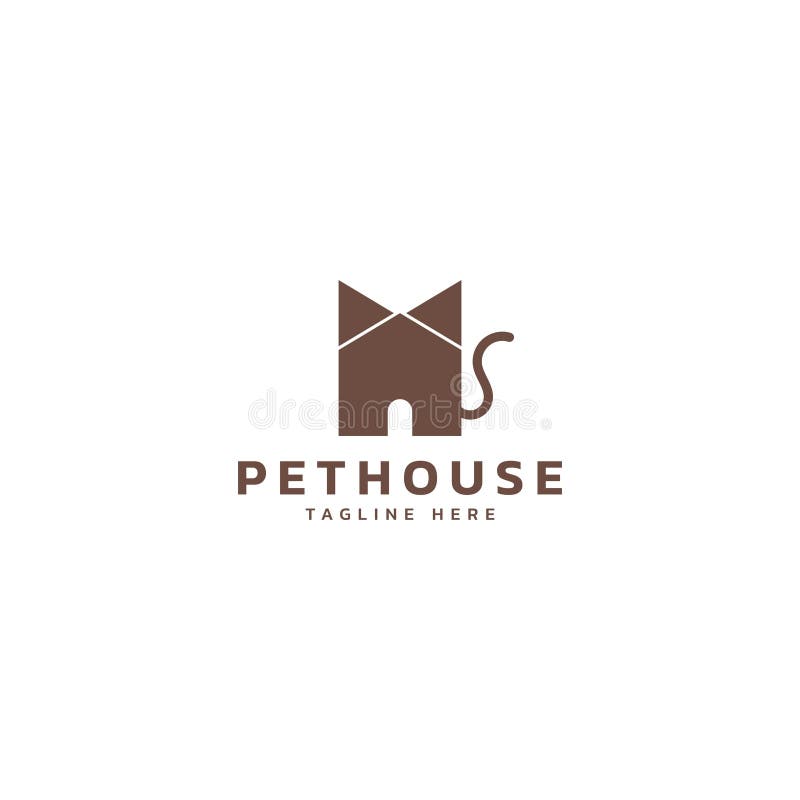Simple Abstract House and Cat Logo Design Stock Vector - Illustration ...