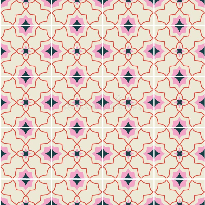 Simple Abstract Modern Tiled Seamless Pattern. Cute Line Vector Pink ...