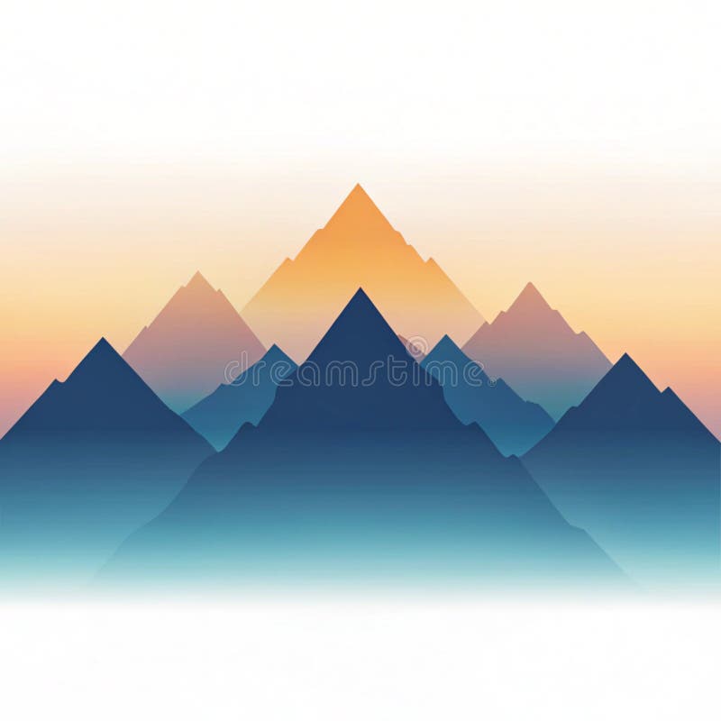 Simple Abstract Mountain Range with Gradient Sky Stock Illustration ...