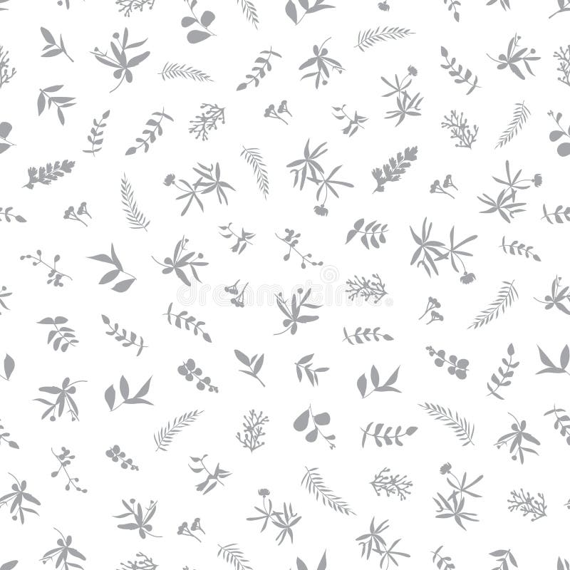 Simple Plants Pattern. Seamless Cute Background With Flowers And Dots ...
