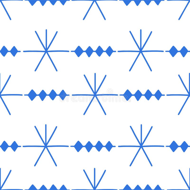 Simple Abstract Pattern of the Blue Colored Ethnic Elements Stock ...