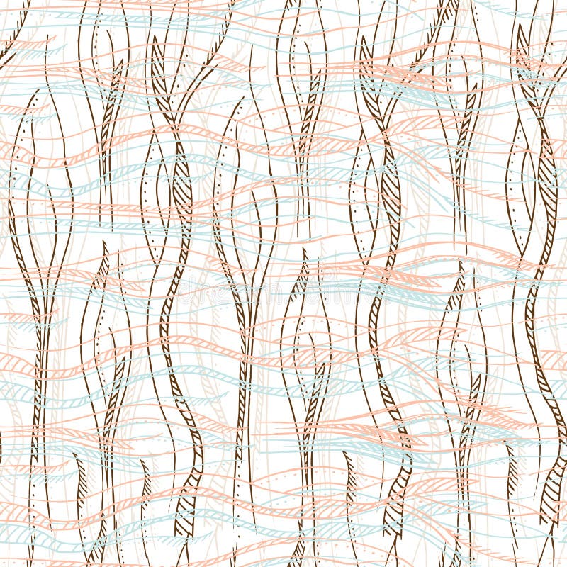 Simple Abstract Seamless Pattern. Brown Algae, Water and Waves Stock ...