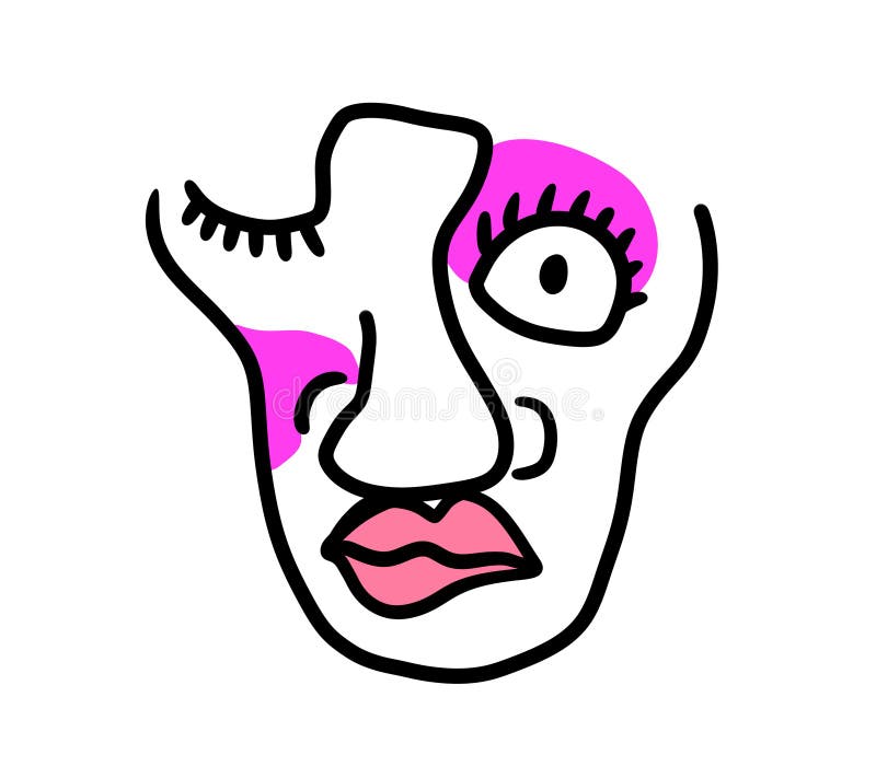 Simple Abstract Stylized Female Face Stock Illustration - Illustration ...