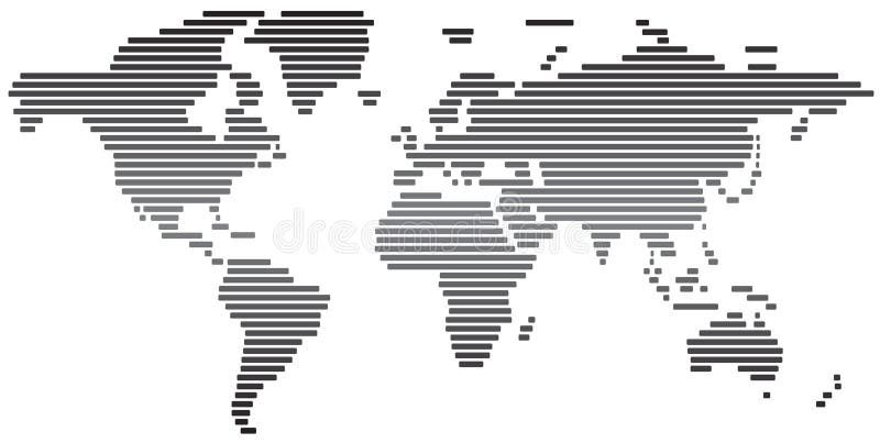 Simple Abstract World Map Black and White Stock Illustration ...