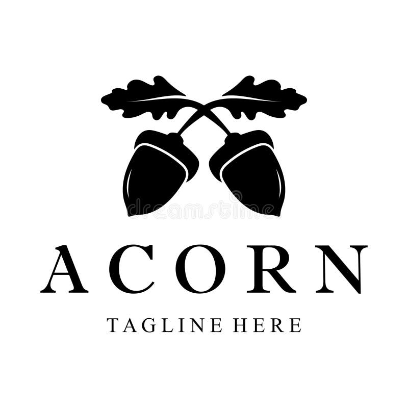 Simple Acorn Logo Design with Leaves,oak Leaves Logo,isolated with ...