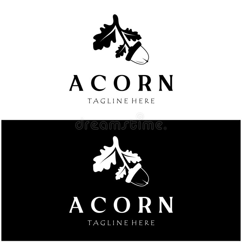 Simple Acorn Logo Design with Leaves,oak Leaves Logo,isolated with ...