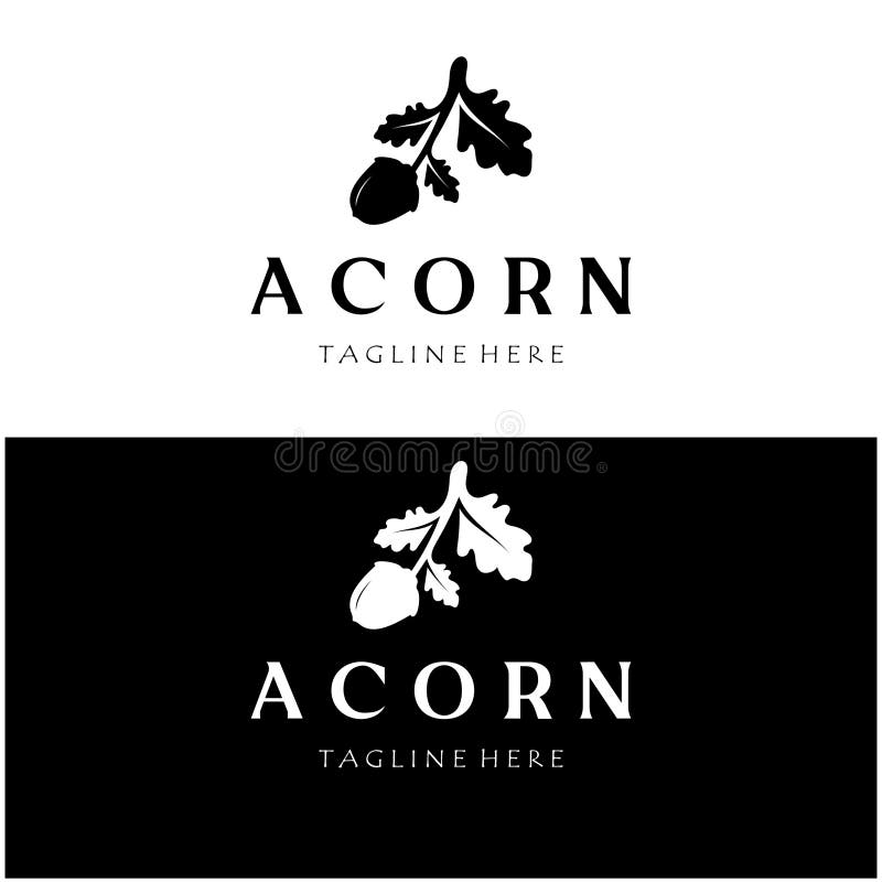 Simple Acorn Logo Design with Leaves,oak Leaves Logo,isolated with ...