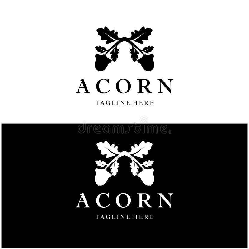 Simple Acorn Logo Design with Leaves,oak Leaves Logo,isolated with ...