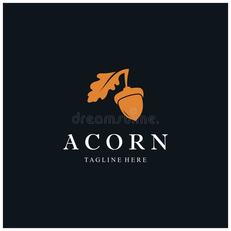 Simple Acorn Logo Design with Leaves,oak Leaves Logo,isolated with ...