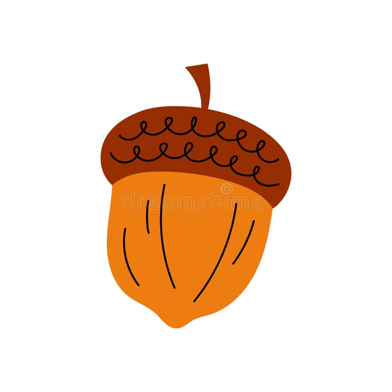 Simple Acorn Vector Element. Acorn Isolated on White Background, Cute ...