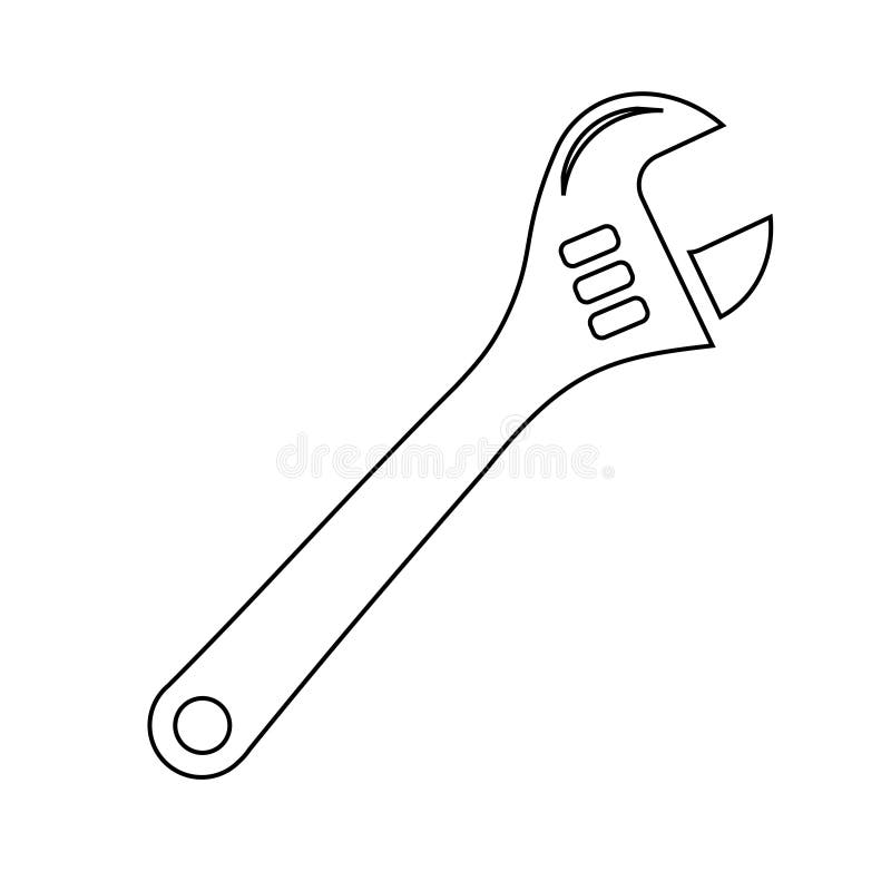 Simple Adjustable Wrench Isolated on White Background Stock Vector ...