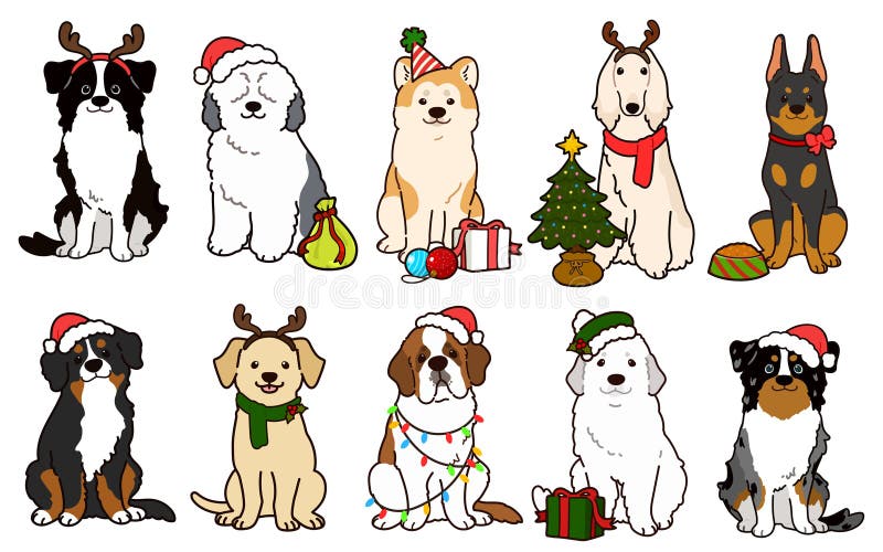 Simple and Adorable Christmas Illustrations of Friendly Big Dogs ...