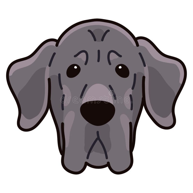 Simple and Adorable Great Dane Illustration Front Face Stock Vector ...