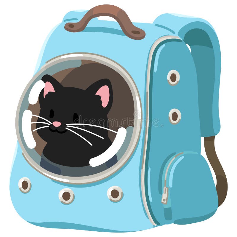 Simple and Adorable Illustration of Black Cat in a Backpack Carrier ...