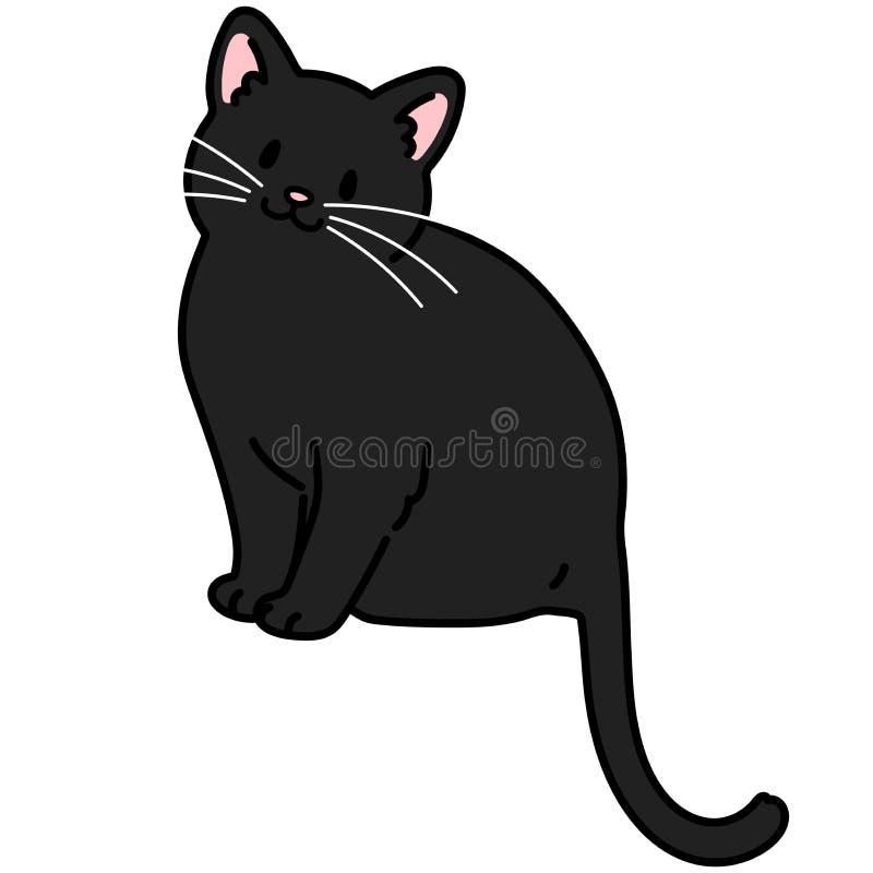 Simple and Adorable Illustration of Black Cat Sitting Stock Vector ...