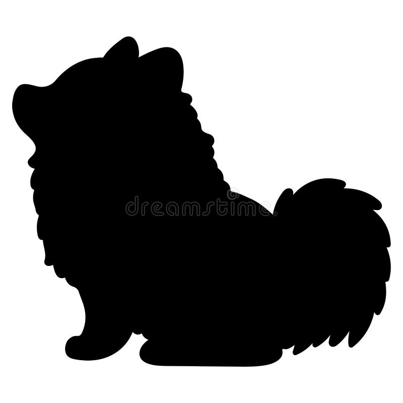 Simple and Adorable Japanese Spitz Sitting in Side View Silhouette ...