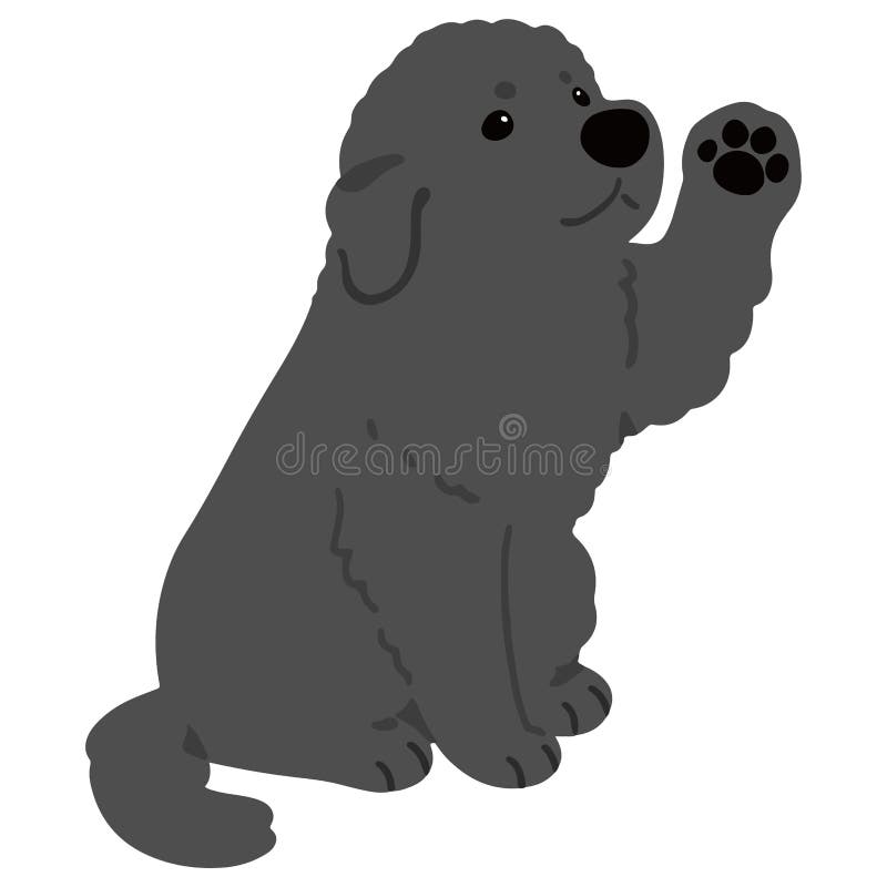 Simple and Adorable Newfoundland Dog Illustration Waving Hand Flat ...
