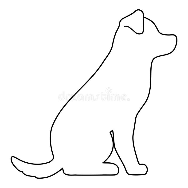 Simple and Adorable Outline Silhouette of a Dog in Side View Stock ...