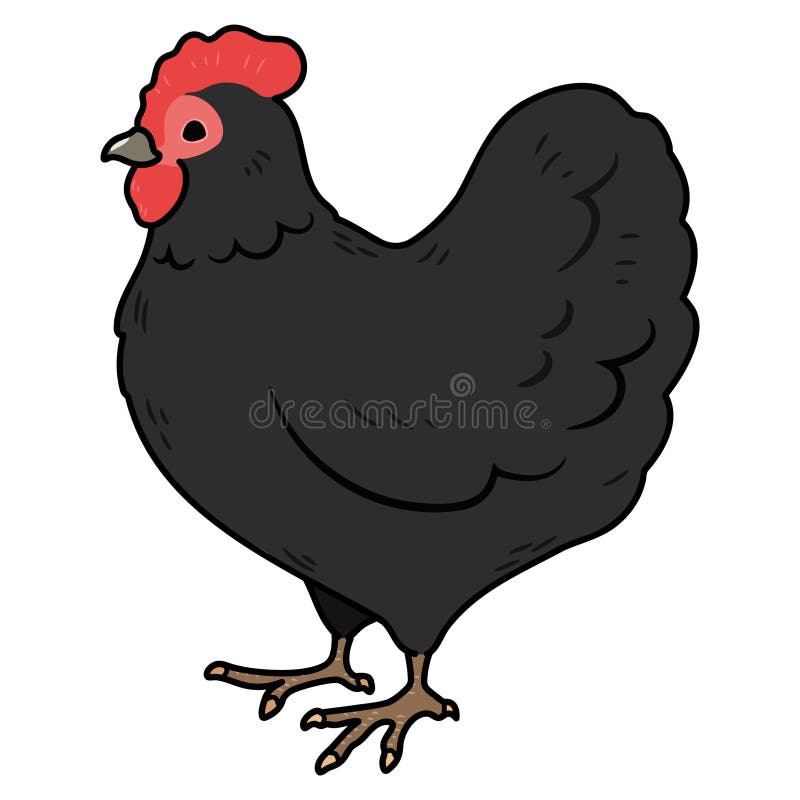 Simple and Adorable Outlined Black Chicken Illustration Stock Vector ...