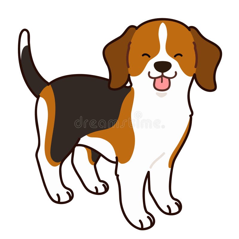 Simple and Adorable Outlined Smiling Beagle Illustration Standing Stock ...