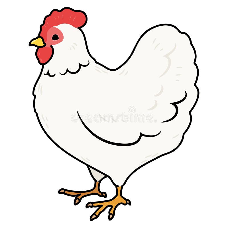 Simple and Adorable Outlined White Chicken Illustration Stock Vector ...