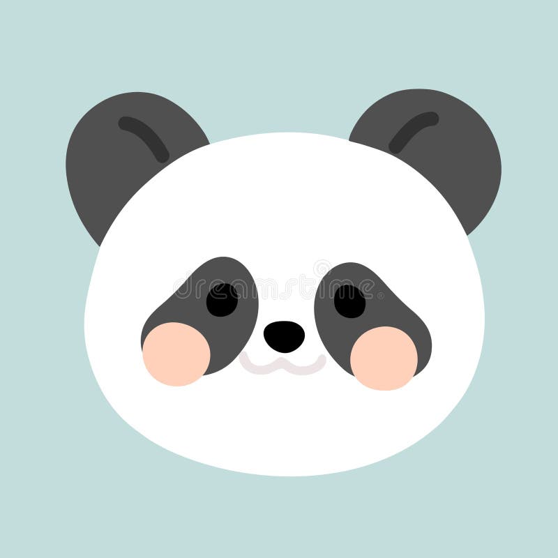 Simple and Adorable Panda Head Illustration Stock Vector - Illustration ...