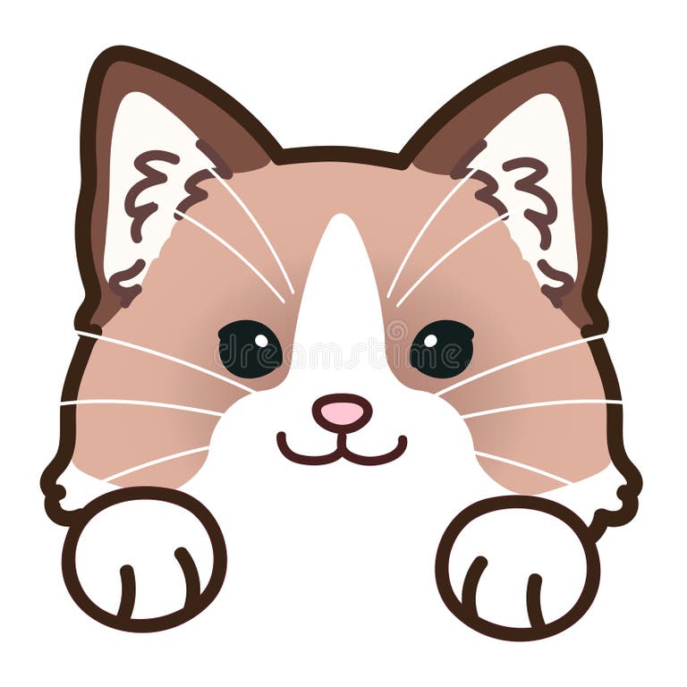 Simple and Adorable Ragdoll Cat Front Face with Paws Stock Vector ...