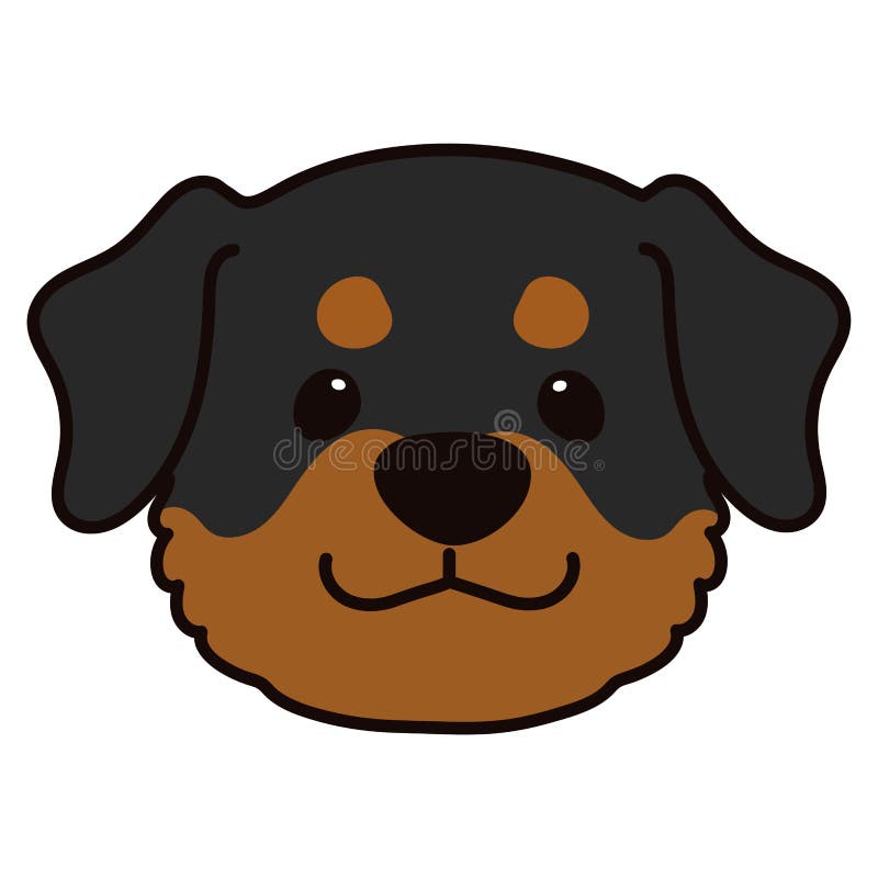 Simple and Adorable Rottweiler Dog Illustration Front Face Stock Vector ...