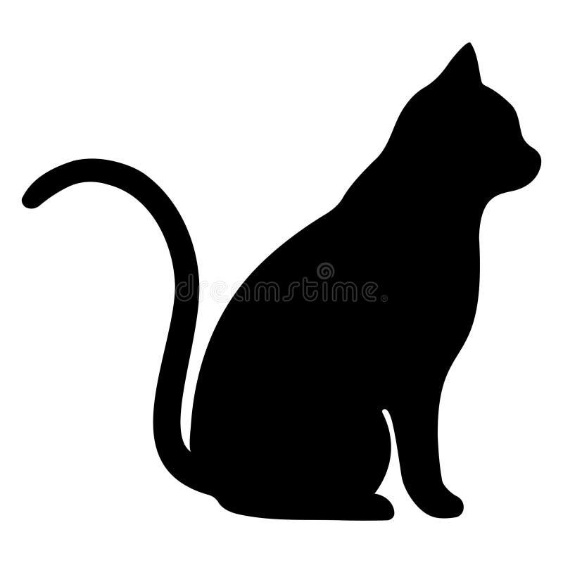 Simple and Adorable Silhouette of a Cat in Side View Stock Vector ...