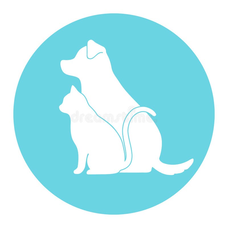 Simple and Adorable Silhouettes of a Dog and a Cat in Side View Circle ...