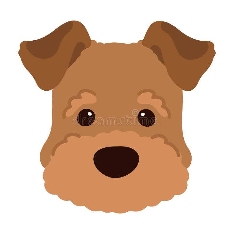 Simple and Adorable Welsh Terrier Illustration Front Face Flat Colored ...