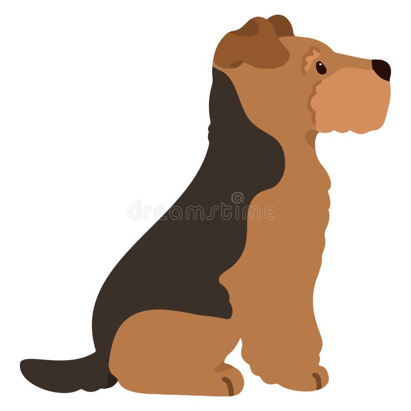 Simple and Adorable Welsh Terrier Illustration Sitting in Side View ...