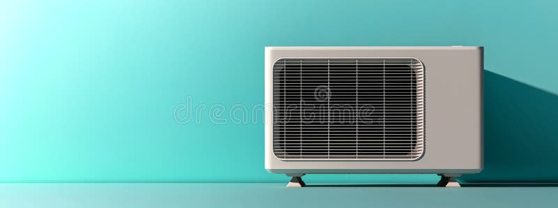 Simple Air Conditioner Unit on Light Blue Wall Showcasing Modern Design ...