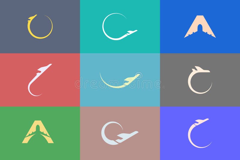 Simple Airplane Logo Template | Set of Modern Travel Logo Designs Stock ...