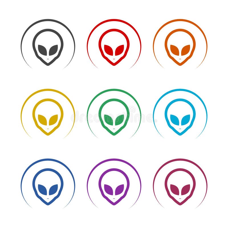 Simple Alien Icon, Color Set Stock Vector - Illustration of invasion ...