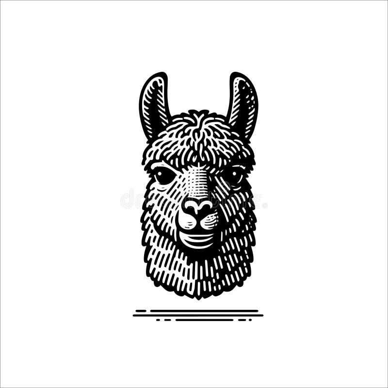 Alpaca Face Front View Vintage Retro Logo Style Icon. Stock Vector ...
