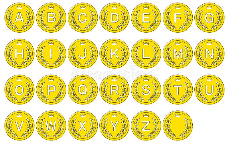 Simple Alphabet Coin with Laurel Wreath Stock Vector - Illustration of ...
