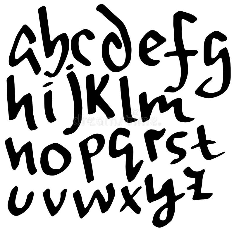 Simple Alphabet Letters. Handdrawn Grunge Ink Font. Vector Illustration ...