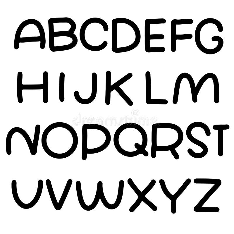 Simple Alphabet Letters. Handdrawn Grunge Ink Font. Vector Illustration ...