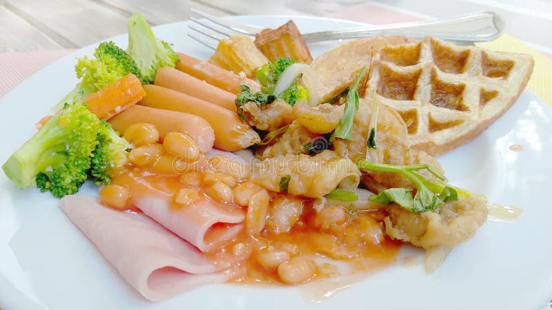 Simple American Breakfast for a Casual Day Stock Image - Image of ...